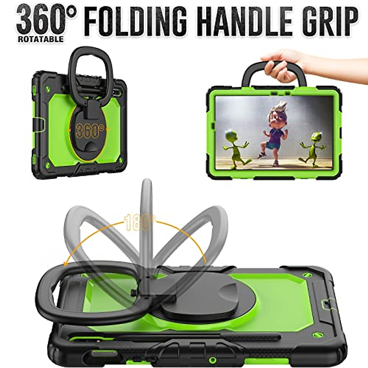 Tablet PC Case Heavy Duty Shockproof TPU Case Compatible with Samsung Galaxy Tab S7 11 inch T870/T875 (2020)/Tab S8 X700/X706 (2022) Kids Case,360 Degree Rotating Handle Stand Bracket W Screen Protect