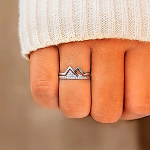 XXLZ Mountain Band Ring,daughter Faith Moves Mountains Pavé Mountain Ring,925 Sterling Silver Rings,sterling Silver Plain Mountain Design Ring,jewelry Gift For Women Teen Girls (6)
