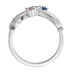 Personalized Mothers Infinity Symbol Ring with 3 Birth Month Stones Custom Made Jewelry 925 Sterling Silver, sz 7.0