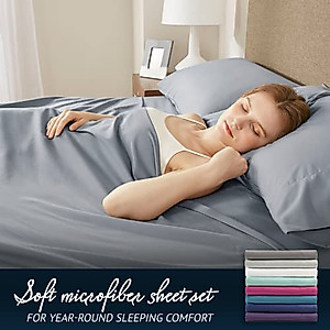 Comfort Spaces CS20-0118 Microfiber Set 14" Deep Pocket, Wrinkle Resistant All Around Elastic-Year-Round Cozy Bedding Sheet,6 pcs, Matching Pillow Cases, Queen, Aqua