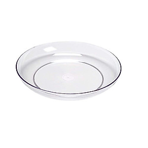 WGV 6" Inches Clear Hard Plastic Floral Decoration Designer Dish Plate, Plant Saucer Tray, Wedding Decor Centerpieces Pack of 24 Pieces