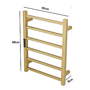 Heated Towel Warmer Rack, Wall Mounted Electric Towel Rail with Temperature Adjustment & Timer, 6 Bars Stainless Steel Drying Racks, Gold