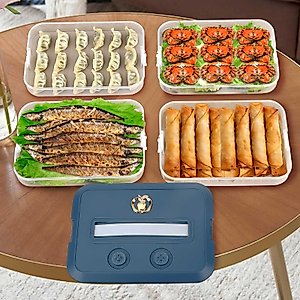Tefola Food Storage Containers with Lids, 4-Layer Stackable Snack Container with Lid Dumpling Box Airtight Storage Container Cookie Storage Containers (Blue)