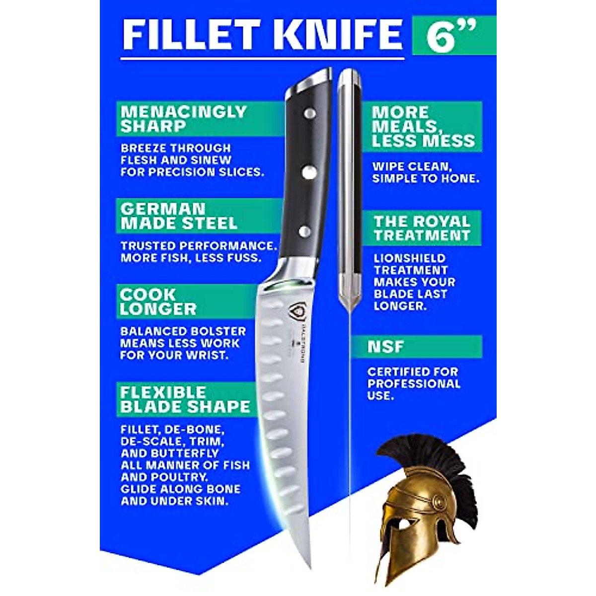 Dalstrong Gladiator Elite Series Forged High Carbon German Steel Fillet Kitchen Knife with G10 Handle, 6 Inches, Sheath Included