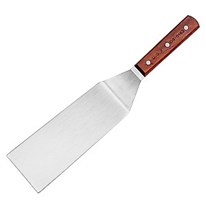 Sunrise Kitchen Supply Stainless Steel Turner Spatula & Meat Fork with Wood Handle (8"x3" Spatula)