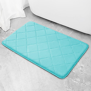 chakme Memory Foam Bath Mat 17" X 24", Super Soft Absorbent Bathroom Mats, Non Slip Bathroom Rugs, Machine Washable Bath Rugs for Bathroom Floor, Teal