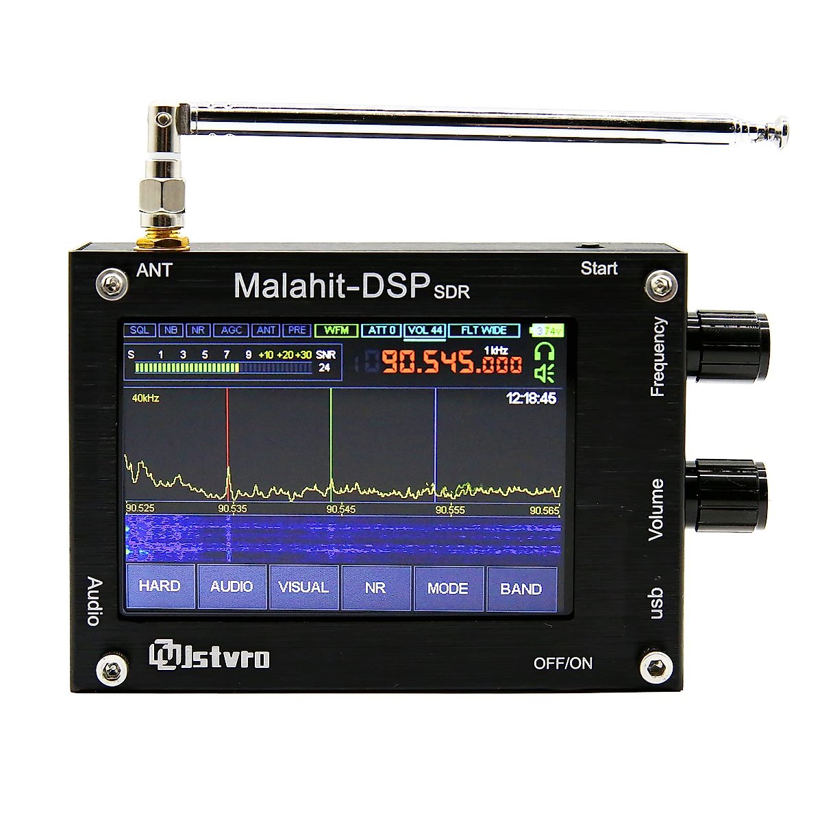 1.10d 3.5" 50KHz-2GHz DSP SDR Receiver Malahit DSP SDR Receiver, Upgrade Version Malahit SDR Shortwave Radio Receiver Malachite DSP SDR Receiver, 3600mAh Battery, Aluminum Alloy with Cooling Hole