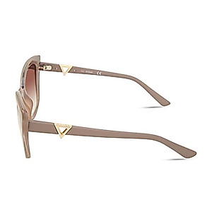 GUESS Women's Retro Inspired Cat Eye Sunglasses, Shiny Beige, 55mm