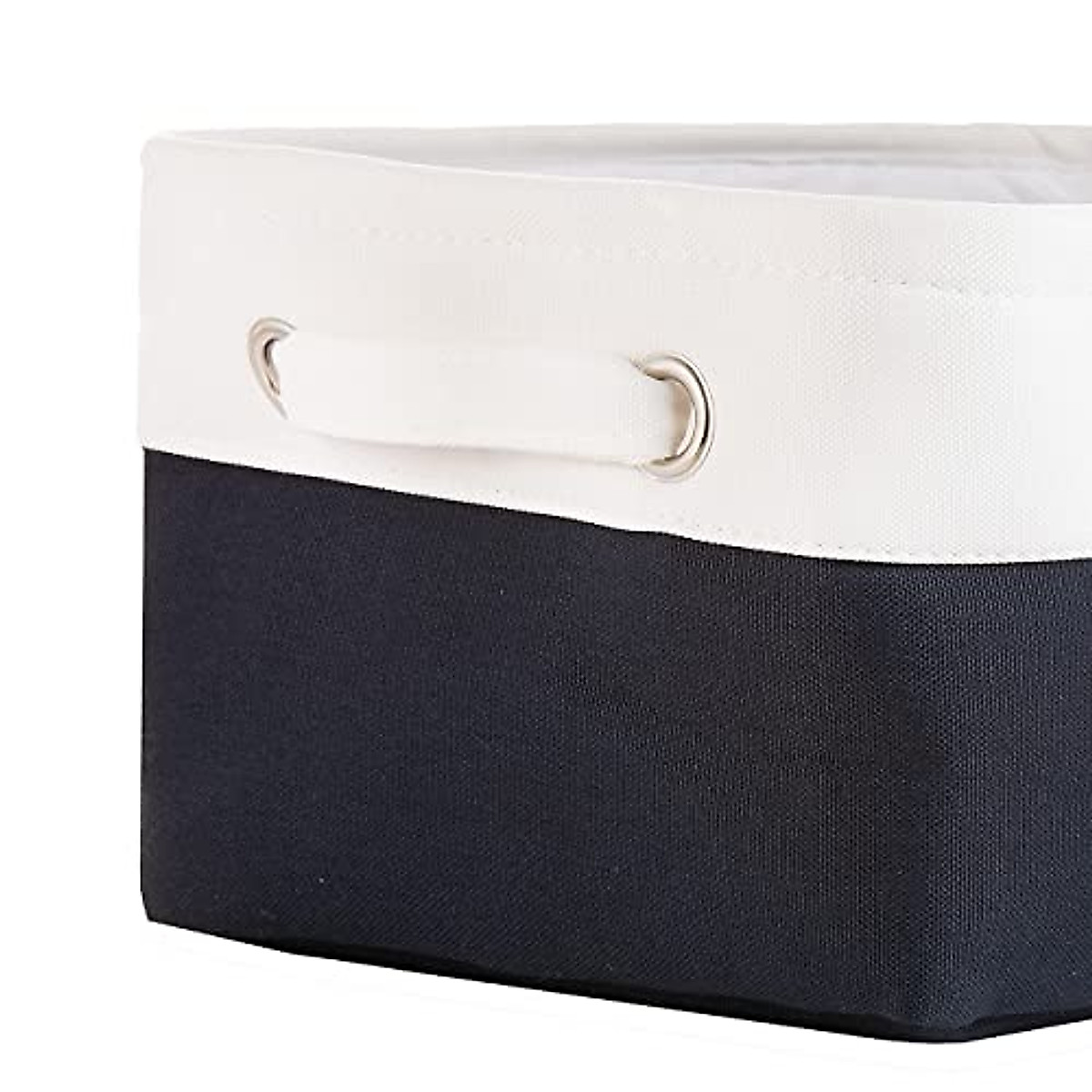 Canvas Storage Basket Organizer, Small | Fabric Rectangular Basket with Handles for Toys, Linen Closet, Clothes | Ideal Cube Storage Bin for Shelves, Black