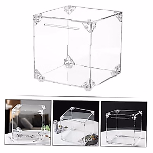 JOEBO Acrylic Piggy Bank Tabletop Coin Container Tabletop Saving Bank Money Supply Cash Saving jar Transparent Bank Daily use Saving Pot Compact Bank Cylinder Household Products 15c