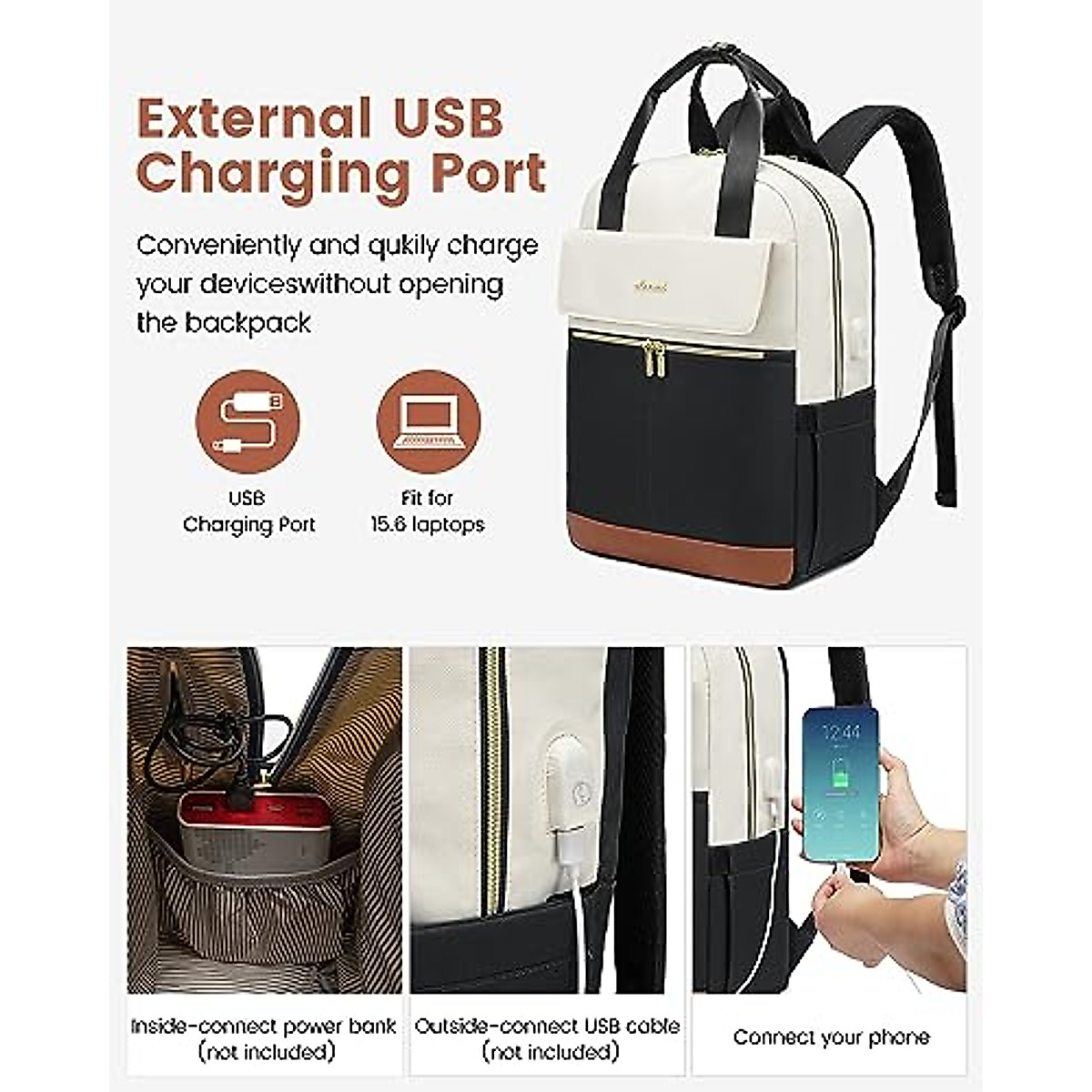 LOVEVOOK Laptop Backpack for Women, Cute Laptop Bag with USB Port, Waterproof Travel Work Backpack Purse, Anti-Theft Backpacks Casual Computer Daypack Nurse Teacher Bag