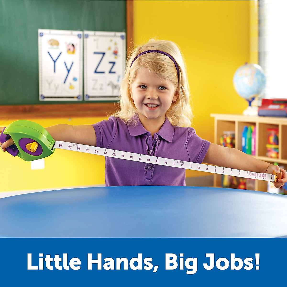 Learning Resources Simple Tape Measure, Ages 3+, Retractable Toy Tape Measure, Measures 4 Feet, Construction Toy for Kids,Back to School