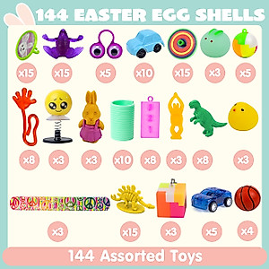 JOYIN 144 PCS Prefilled Easter Eggs with Assorted Toys for Easter Egg Hunt, Party Favors, Basket Stuffers, Classroom Prize Supplies