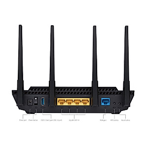 ASUS WiFi 6 Router (RT-AX3000) - Dual Band Gigabit Wireless Internet Router, Gaming & Streaming, AiMesh Compatible, Included Lifetime Internet Security, Parental Control, MU-MIMO, OFDMA