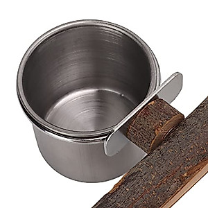 Bird Feeding Bowl Bird Feeding Dish Cup Stainless Steel Bowl with Wood Bird Stand Perch for Parakeet Budgies Lovebirds and Parrot