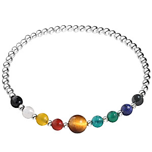 Jewever 7 Chakra Healing Bracelet with Real Stones Sterling Silver Bracelets for Women Crystals and Healing Stones Yoga Meditation Balance Stretch