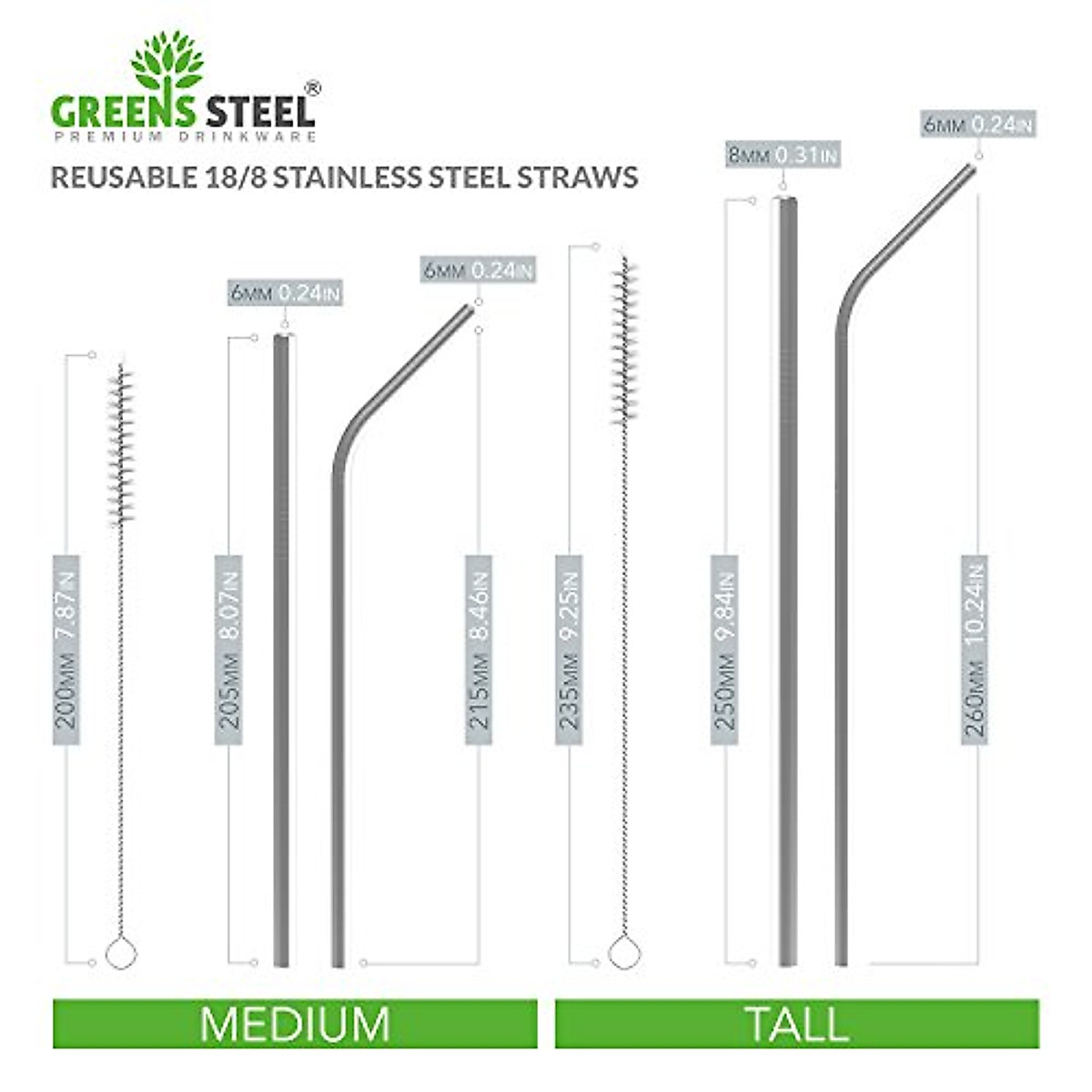 Stainless Steel Straws (Tall)