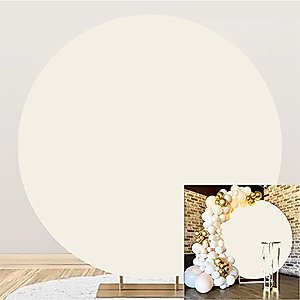 DORCEV Ivory Round Backdrop Cover 7.2x7.2ft Polyester Ivory Color Kids Newborn Baby Shower Birthday Party Decor Background for Photography Bridal Shower Wedding Engagement Party Video Studio Props