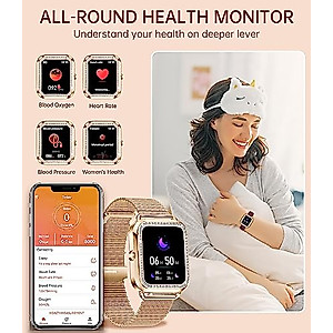 Smart Watch for Women(Answer/Make Calls) 1.59" Small Screen Fitness Tracker with Heart Rate Sleep Monitor Blood Oxygen Pedometer Calories DIY Dial 19 Sport Modes Smartwatch for iOS Android Phone