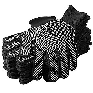 COOHORN 24Pcs Work Glove Liners Dry Hand Anti-slip Dots Coating Knitted Working Glove - Stretchy Cloth Glove for Fishing Grilling Warehouse Garden Painting - Thin Moist Breathable Work Glove, 12Pairs