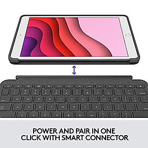 Logitech Combo Touch for iPad (7th, 8th and 9th generation) keyboard case with trackpad, wireless keyboard, Smart Connector technology - Graphite