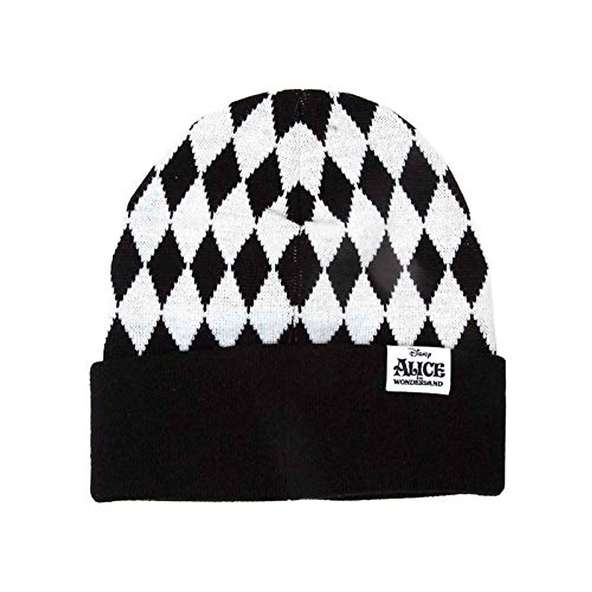 Disney Alice in Wonderland Beanie Hat Checkered Lost Logo Official Black Size One Size
