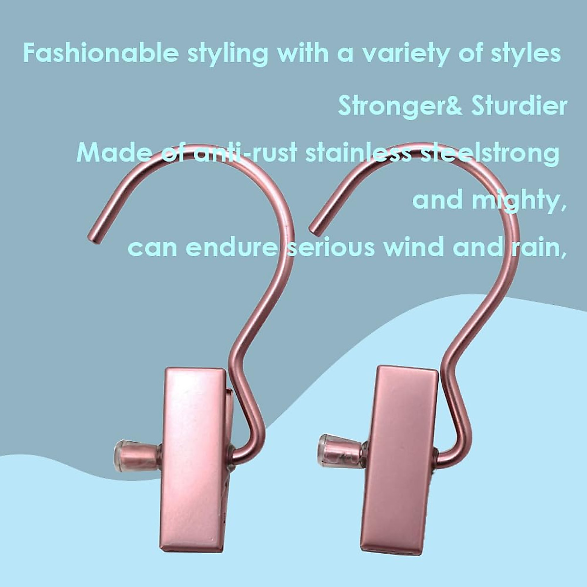 Koobay Laundry Hook Boot Clips Hanger Clothes Hanging Clips, Rose Gold Multi-Functional Socks Towel Clip Clothespins,Lightweight Home Travel Hangers for Closet Hanger Organizer Matte Process (20 Pack)