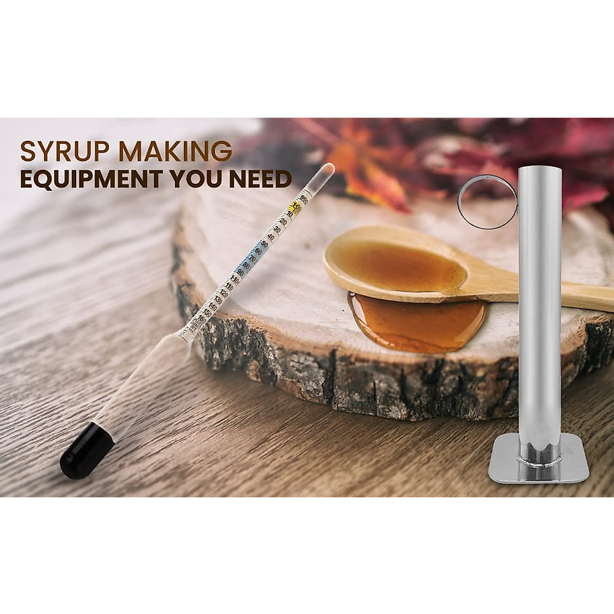 Maple Syrup Hydrometer Test Cup - 8 Inch Tree Tapping Hydrometer Test Cup Kit -Maple Sugaring Equipment - Stainless Steel Hydrometer Test Jar - Maple Sugaring Starter Kit - Tree Tapping Kit