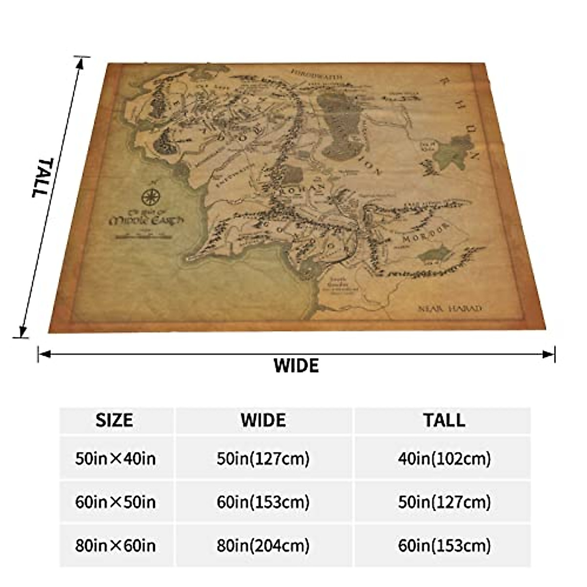 Blanket Middle Vintage Map Flannel Throw Blankets Super Soft Warm Lightweight Fuzzy Blanket for Couch Bed Travel All Season 80"x60"