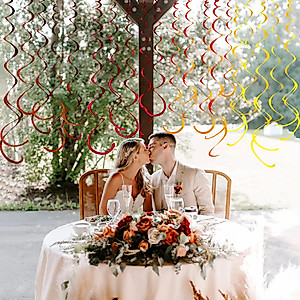 36 Pcs Fall Hanging Swirl Decorations Brown Burgundy Orange Yellow Felt Swirl Streamer Spiral Ceiling Decorations Garland for Autumn Thanksgiving Harvest Birthday Wedding Bridal Shower Party Supplies