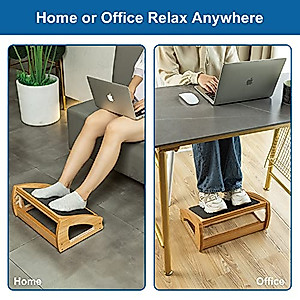 StrongTek Ergonomic Under Desk Foot Rest, 3 Adjustable Heights Wooden Office Footrest, Large Anti-Slip Surface, Improves Posture and Blood Circulation, up to 400lbs (Natural)