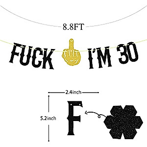 I’m 30 Years Old Banner, 30th Birthday Bunting Party Decor, Cheers to 30 Years ,Funny Thirty Years Old Birthday Party Decorations Black and Gold