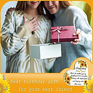Best Friend Birthday Gifts for Women Friendship, Sunflower Gifts for Women Friends, Happy Birthday Gifts for Men Him Her, Funny Gifts for Women Birthday Unique, Sunflower Decor Acrylic Heart Plaque