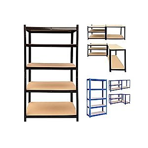 Heavy Duty Garage Shelving 67" H x 30" W x 12" D 386LB Per Shelf | Black, Rust Resistant Racking, 5 Tier Garage Storage | Adjustable Shelves, Boltless Assembly | for Shed, Home & Office