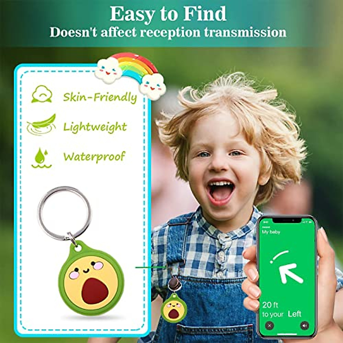 【2 Pack】 Airtag Keychain Cartoon Case for AirTag Tracker,Protective AirTag Holder with Anti-Lost Keychain,Anti-Drop Scratch Airtag Holder Keychain Accessories for Kids Pets Backpacks