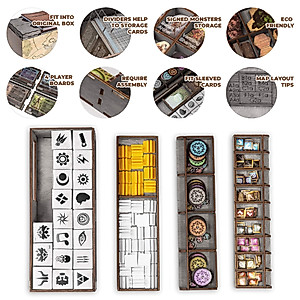 SMONEX Wooden Organizer Compatible with Gloomhaven Board Game - Box Suitable for Storage All Gloomhaven Expansions - Insert and Storage Suitable for Gloomhaven (Gray)