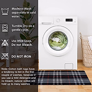 CHARDIN HOME Black & White Plaid Farmhouse Throw Rug | 21x34 Recycled Cotton Area Rug Perfect for Bathroom Kitchen Doormat entryway and More | Machine Washable, Reversible