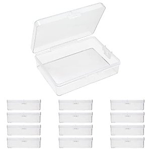 12 Pack 3.5x2.6x1.1 Inches Small Clear Plastic Box Storage Containers with Hinged Lid Rectangular for Organizing Small Parts, Office Supplies, Clips (12)