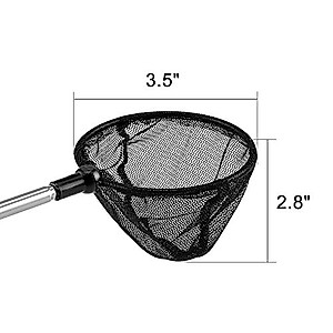 Filhome Telescopic Aquarium Fish Net, Fine Mesh Round Fish Net for Fish Tank with Extendable Long Handle (3.5 inch)