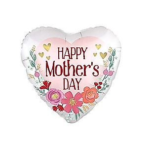 20pcs Happy Mother's Day Heart Balloons Foil Love You Mom Balloons for Mother's Day Mom Birthday Party Decorations (Random Styles)