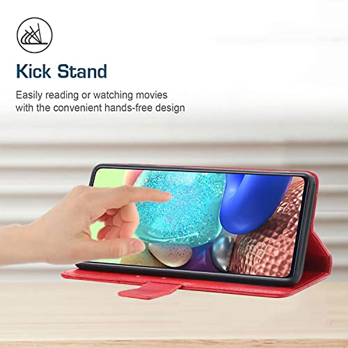 Fansipro Wallet Folio Case for Oppo RENO2 Z, Premium PU Leather Slim Fit Cover for RENO2 Z, 2 Card Slots, 1 Transparent Photo Frame Slot, Anti-Oil, Red [1 Piece]