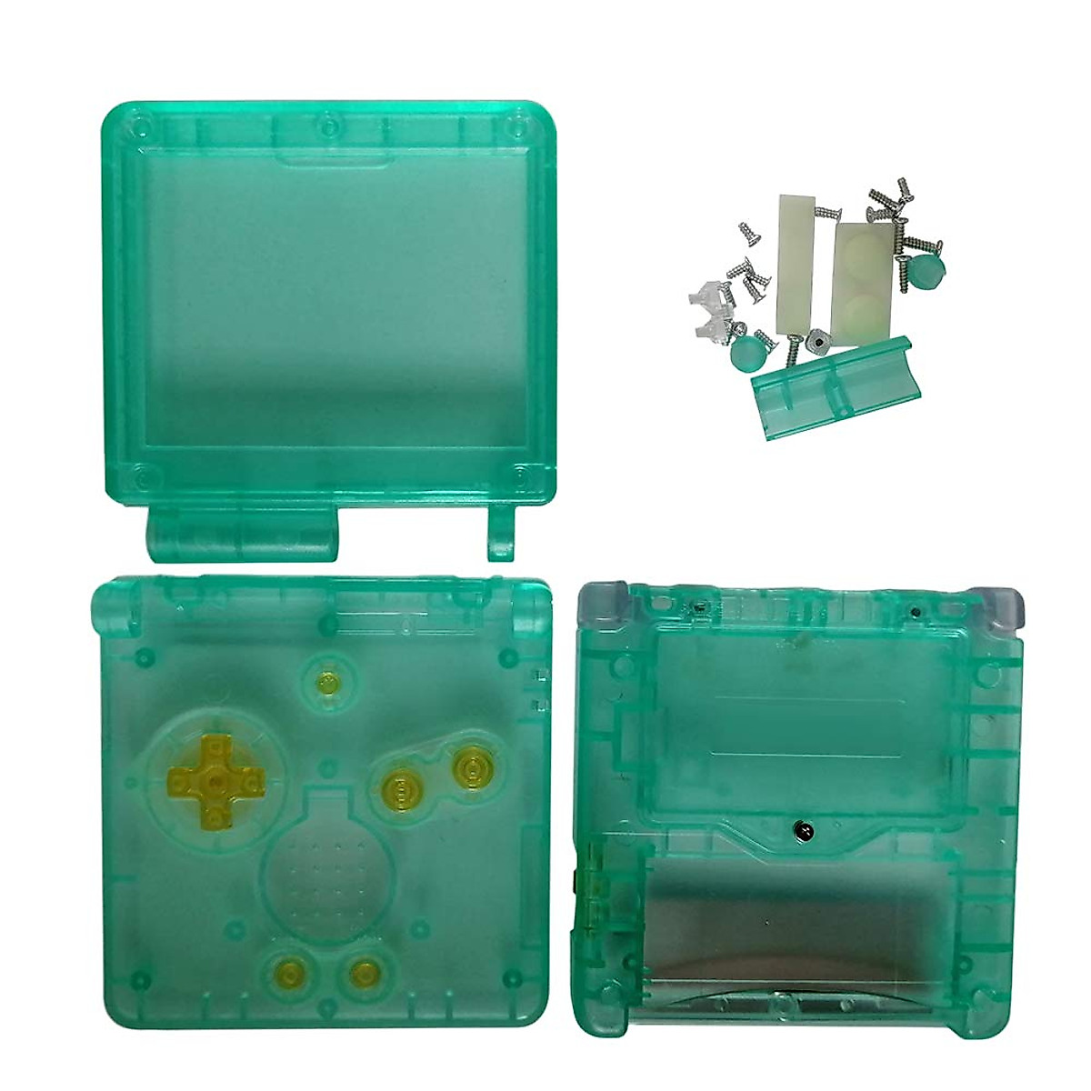 Meijunter Replacement Housing Shell Case for Gameboy Advance SP GBA SP Console, Transparent Clear Protective Cover with Glass Lens & Screwdriver Repair Kit