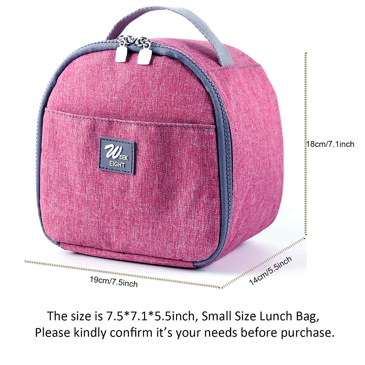 KEAIDUO Small Lunch Bag for Women Men Mini Insulated Lunch Box Portable Cooler Bag Reusable Snack Bag Adult Lunch Pail Petty Food Containers Red