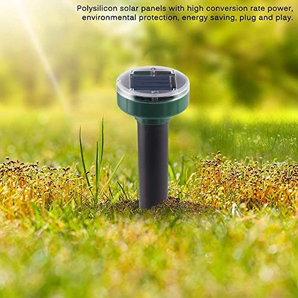 Solar Mole Repellent, Ultrasonic Mole Repellent Solar Powered, Outdoor Waterproof Ultrasonic Snake Repellent for Get Rid of Mole, Gopher, Snakes, Vole and Other Underground Pests (2 Pack)