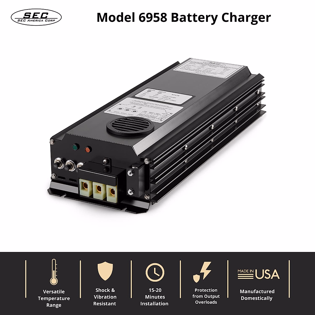 SEC America Model 695 CE DC-DC Converter - 12V to 24V High Power DC-DC Converter - Model 680 CE - 1320 Watts of Output Power