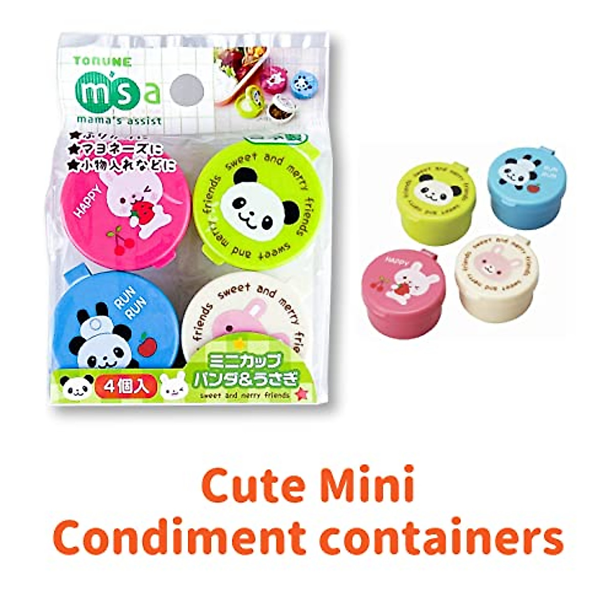 OTSUMAMI TOKYO Bento Box Accessories 4 Kinds Set, Super Cute Mini Container, Kawaii Decoration Sheets, Soy Sauce Case Container with Dropper, Japanese 4 Lunch Box Decor Set