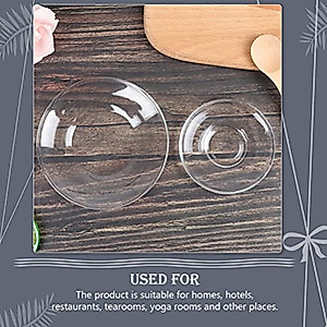 Yardwe 4Pcs Glass Saucer Plate Clear Glass Round Saucer Fruit Glass Plate Dish Coffee Tea Saucer for Home Kitchen