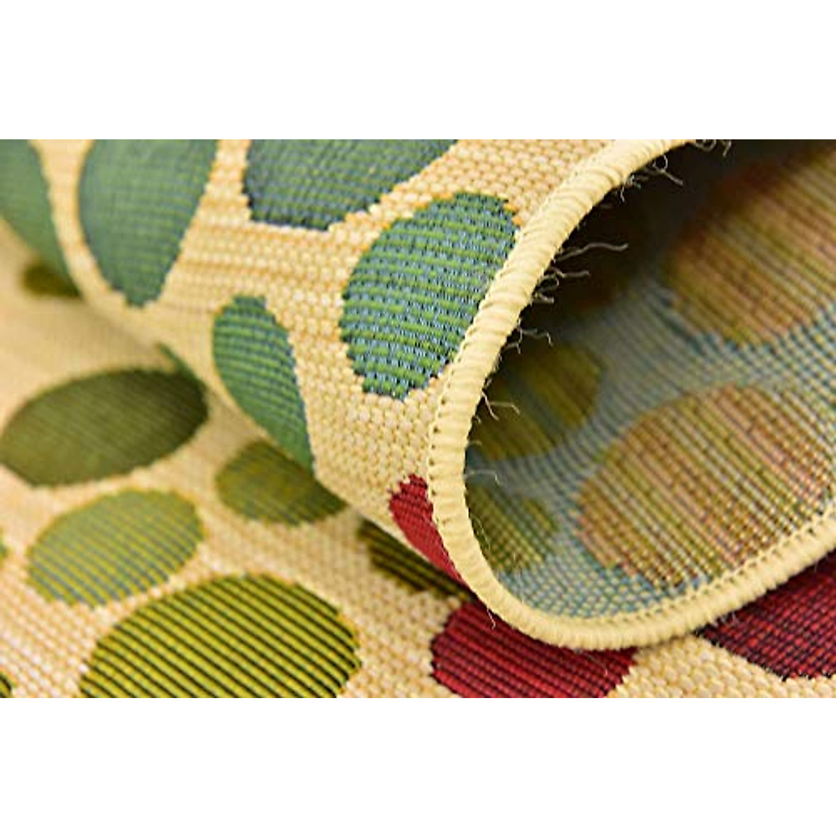 Unique Loom Outdoor Modern Collection Area Rug - Spark (2' x 6' 1" Runner, Beige/ Burgundy)