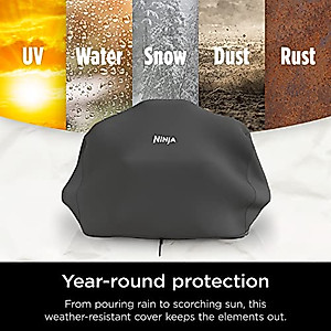 Ninja XSKCOVER Premium Outdoor Cover, Compatible Woodfire Grills (OG700 Series), Water-Resistant, Anti-Fade Fabric, Lightweight, Black, 19'' x 24'' x 13'