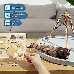 ROKR 3D Wooden Puzzles Monocular Telescope Model Building DIY Science Kit Birthday Gift for Adults and Teens Cool Display Item